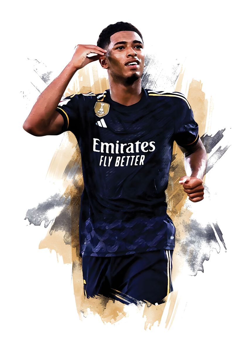 'Jude Bellingham Portrait' Poster, picture, metal print, paint by ...