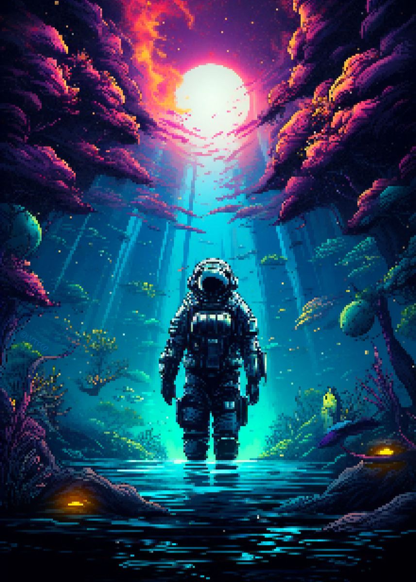 'Spaceman Pixel Art' Poster, picture, metal print, paint by LVTFCO ...