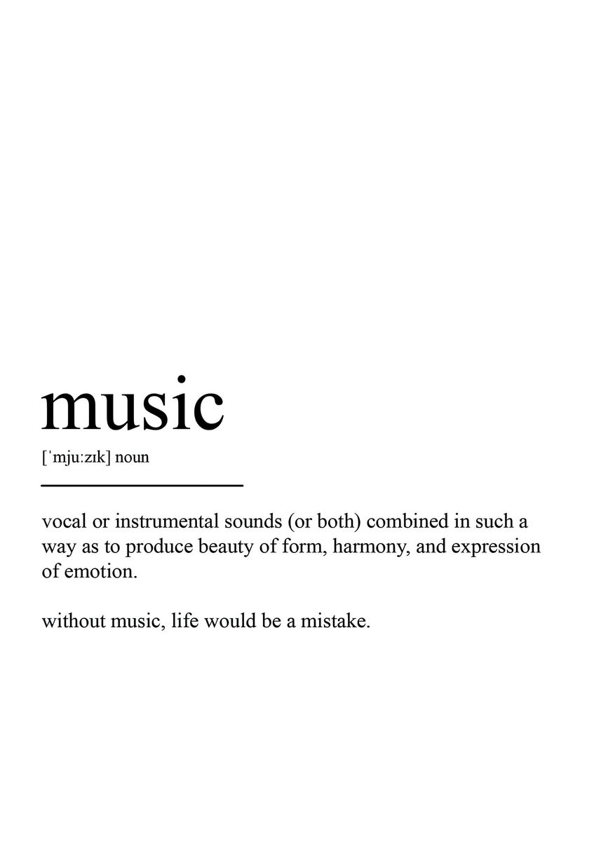 'MUSIC DEFINITION TEXT ART ' Poster, picture, metal print, paint by ...