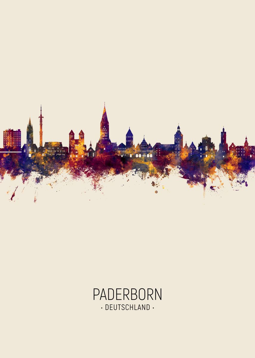 'Paderborn Skyline' Poster, picture, metal print, paint by Michael ...