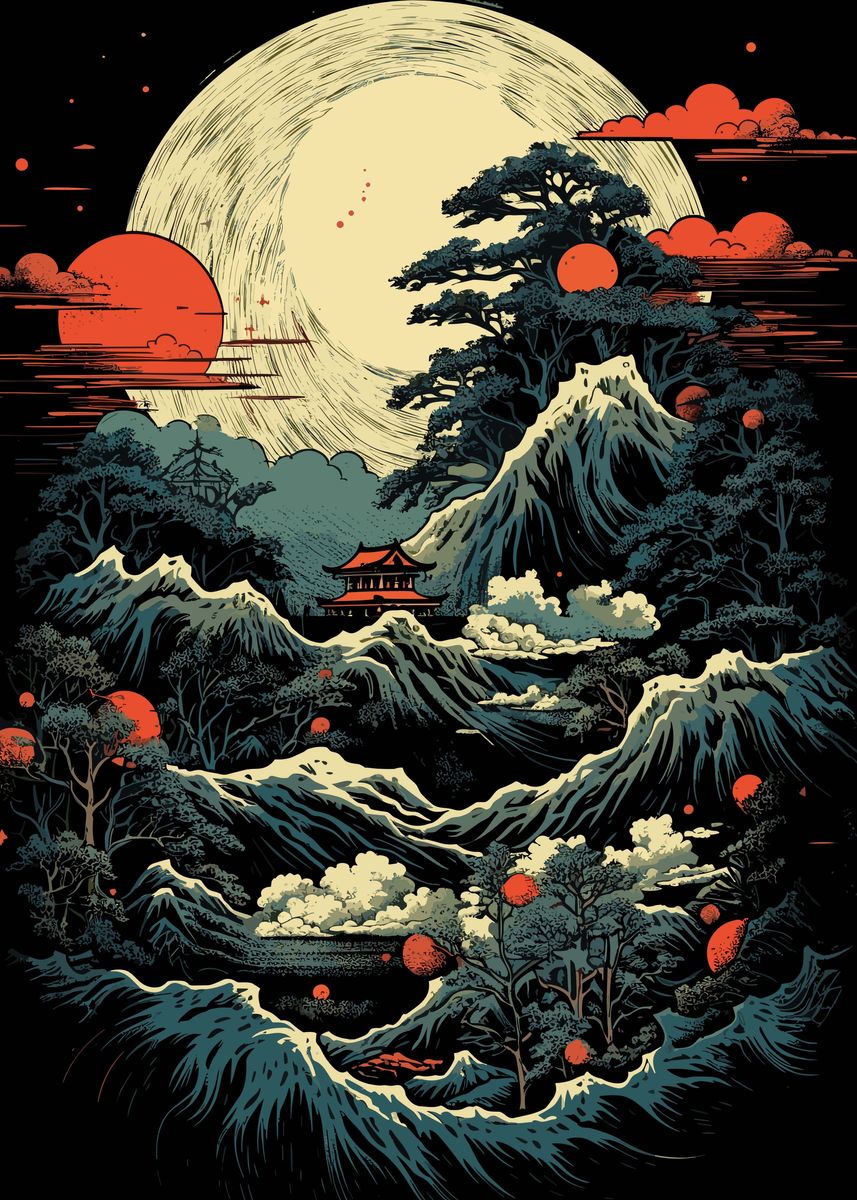 'Japanese Landscapes' Poster, picture, metal print, paint by Ted Ramsey ...