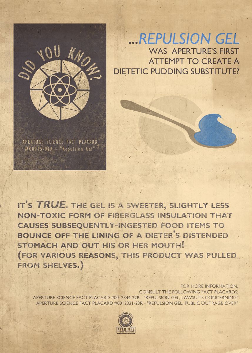 'Repulsion Gel' Poster, picture, metal print, paint by Portal Game ...