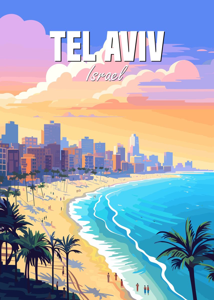 'Tel Aviv' Poster, picture, metal print, paint by Mesh | Displate