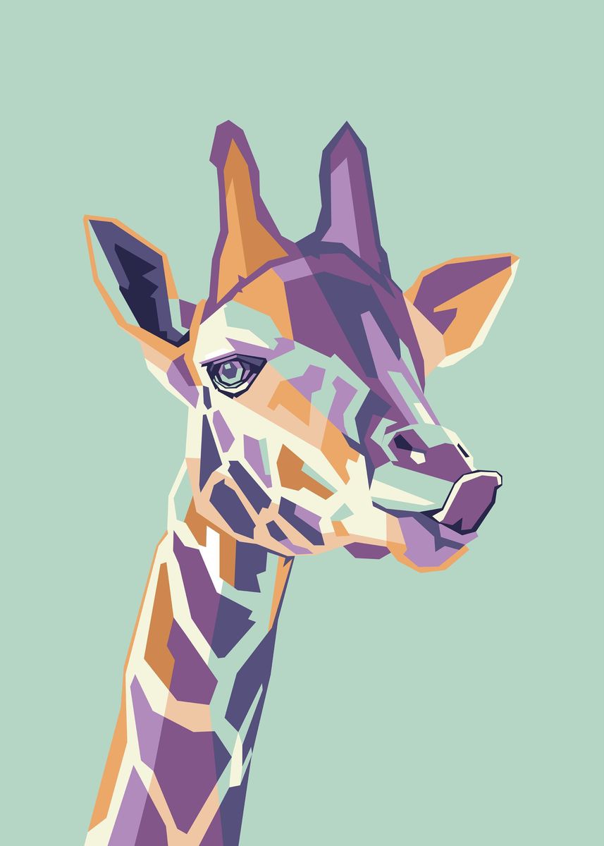 'Giraffe Pop Art' Poster, picture, metal print, paint by Nabil Flix ...