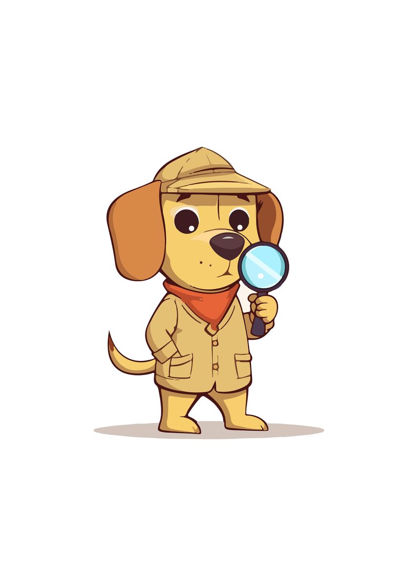 'Detective Dog Illustration' Poster, picture, metal print, paint by ...