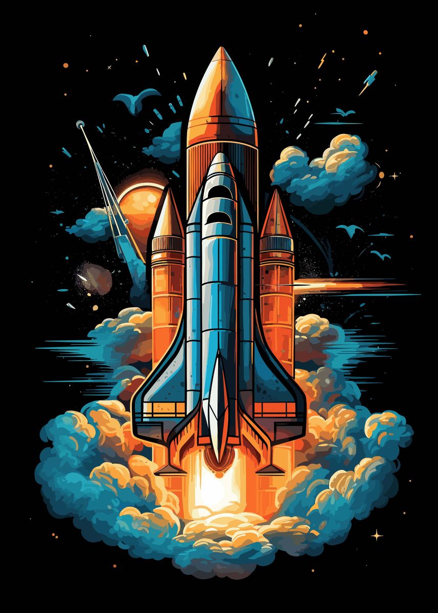 'spaceship pop art' Poster, picture, metal print, paint by BonitaRenner ...