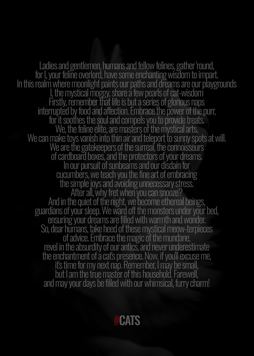 'Cat Speech' Poster, picture, metal print, paint by WiseWordsWonders ...