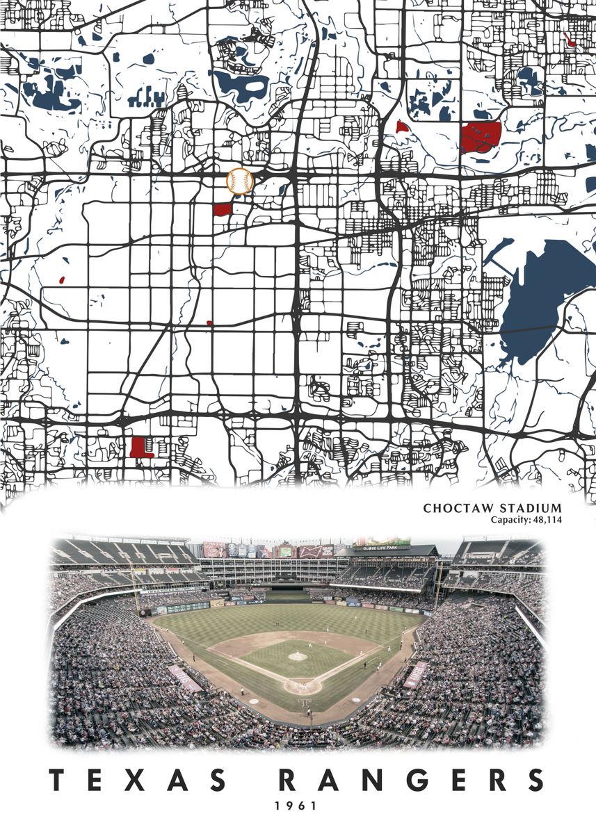 'Texas Rangers Globe Life ' Poster, picture, metal print, paint by ...