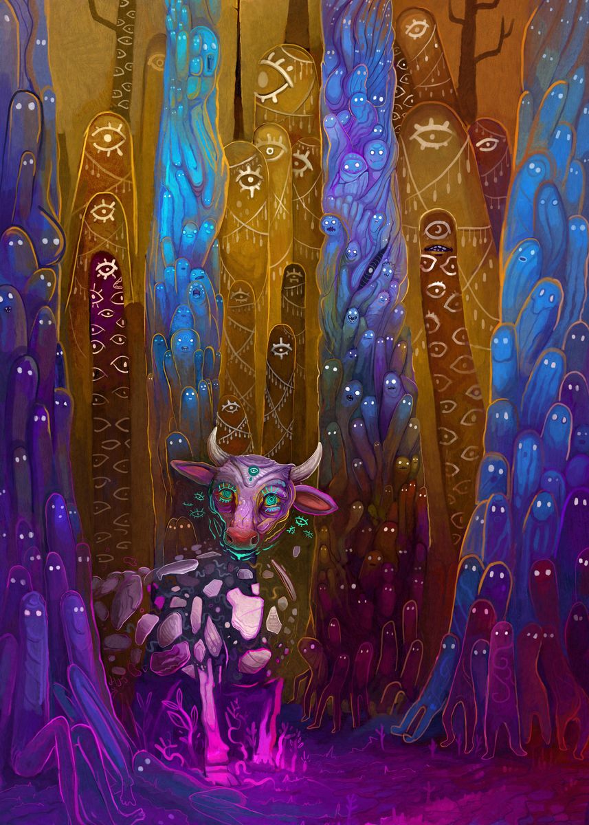 'Holy Cow' Poster, picture, metal print, paint by Silver Kontus | Displate