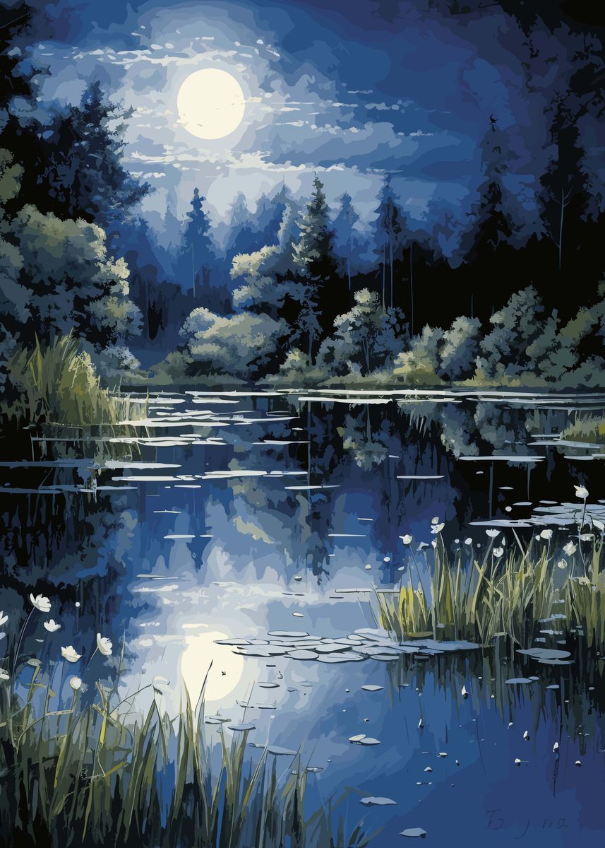 'Magical Moonlight' Poster, picture, metal print, paint by Aamir Brock ...