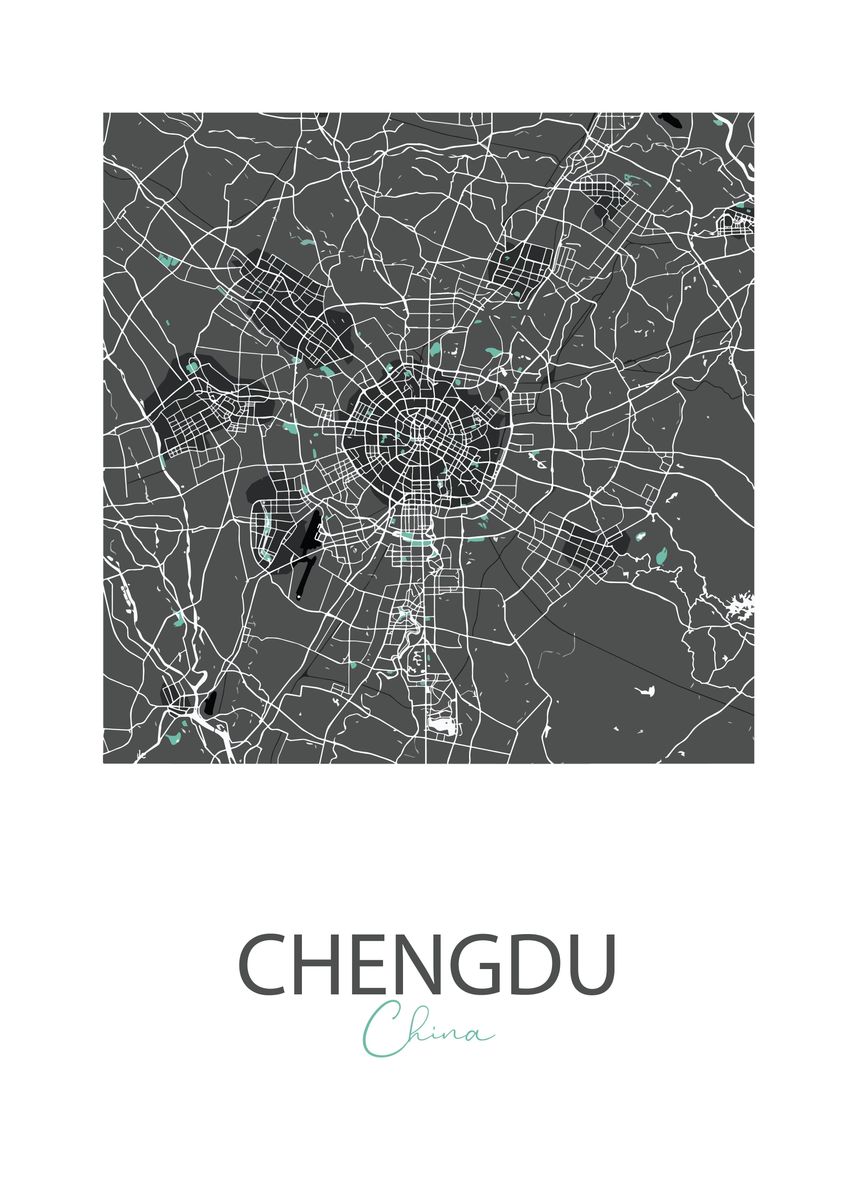 'Chengdu China' Poster, picture, metal print, paint by Jess Kilfoil ...
