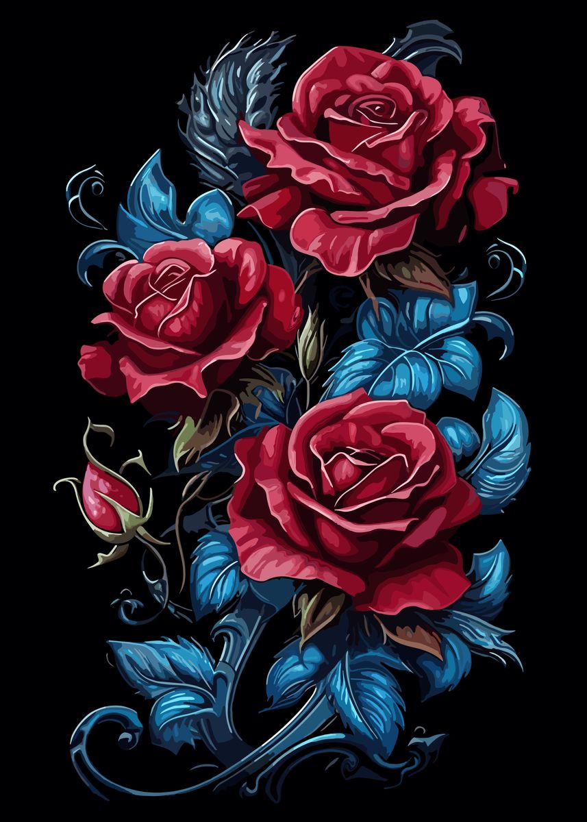 'Beautiful Rose Flowers' Poster, picture, metal print, paint by ...