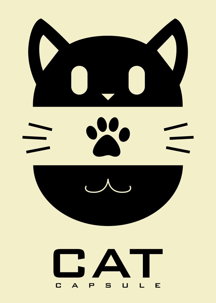 'Cat Capsule' Poster, picture, metal print, paint by Muezzahero | Displate