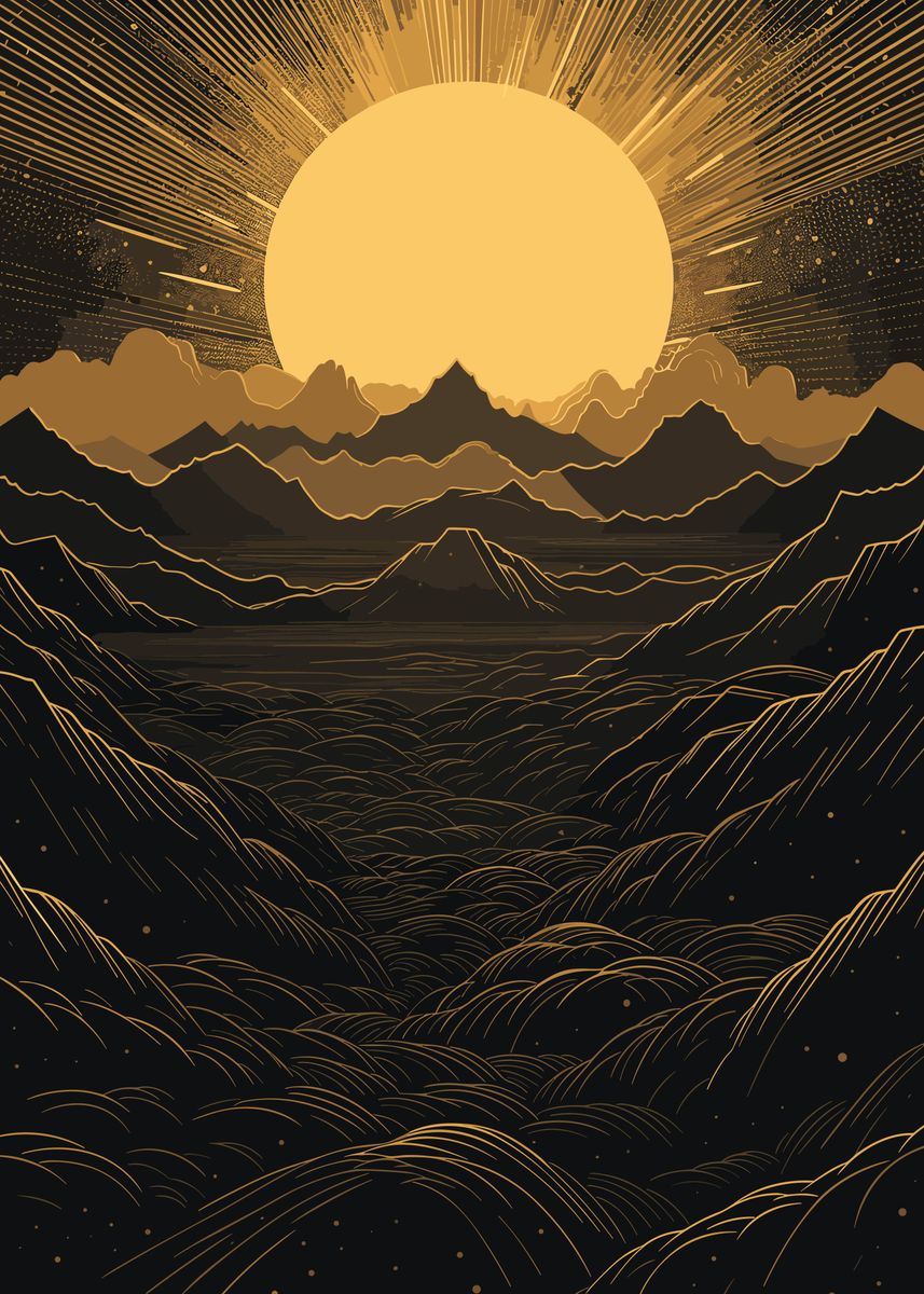 'Gold Lansdscape' Poster, picture, metal print, paint by Beast Lion ...