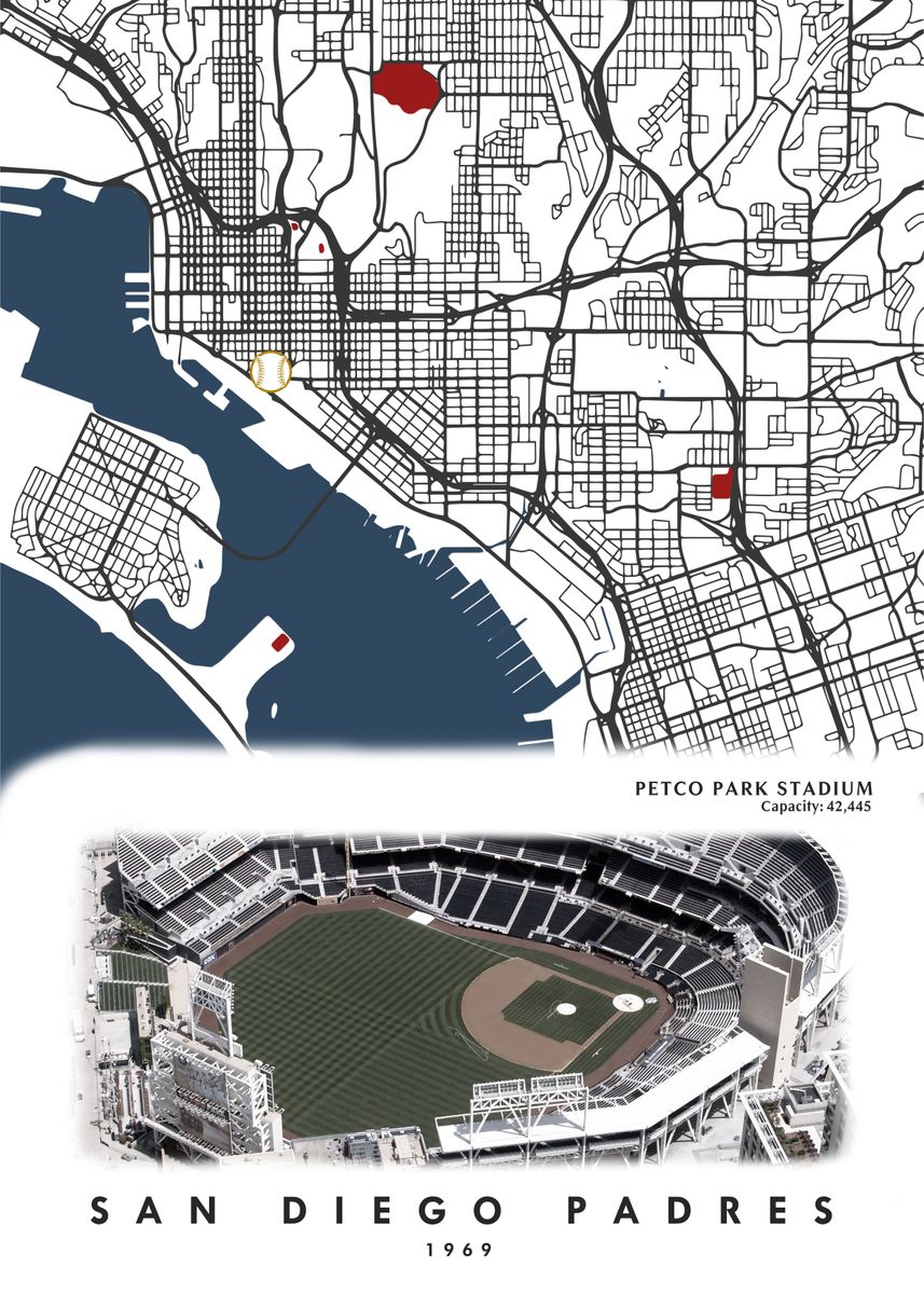 'San Diego Padres Petco ' Poster, picture, metal print, paint by Yates ...