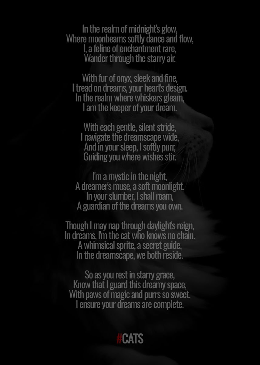 'Cats Poem' Poster by WiseWordsWonders | Displate