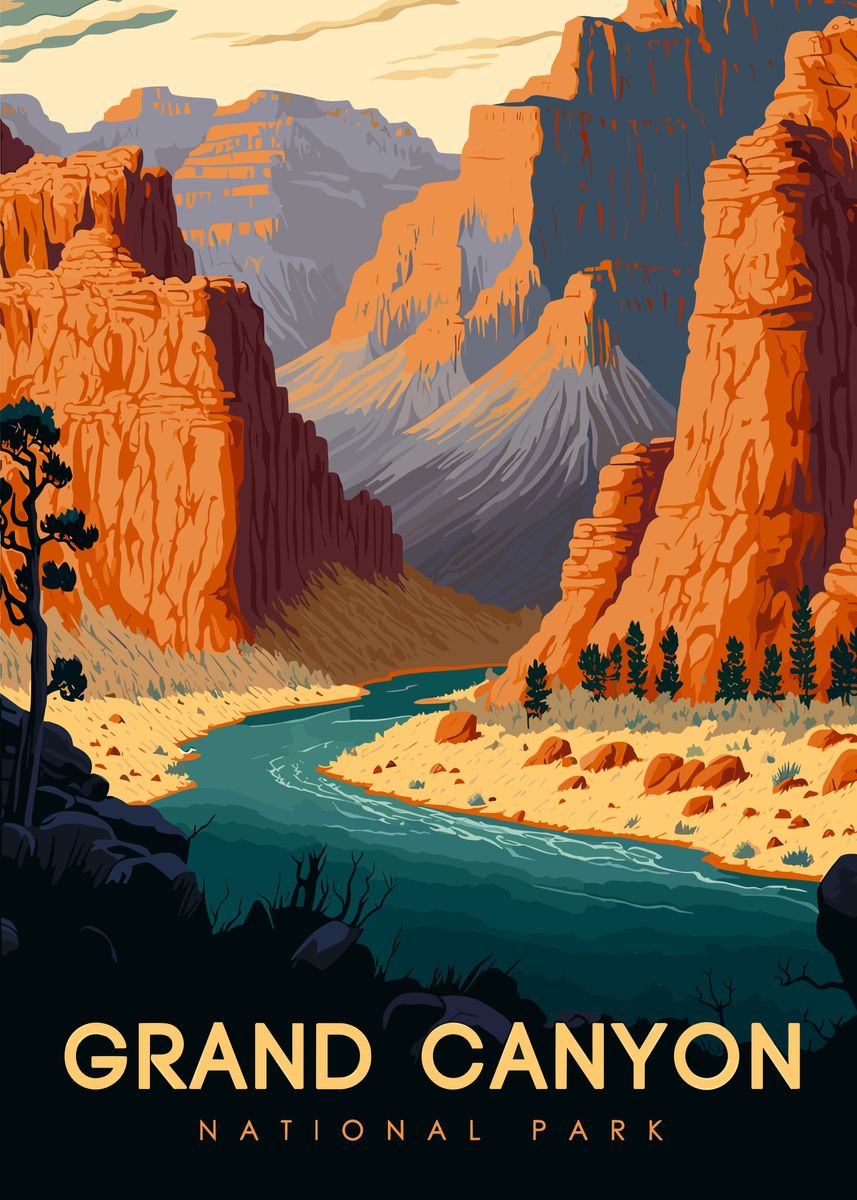 'Grand Canyon National Park' Poster, picture, metal print, paint by ...
