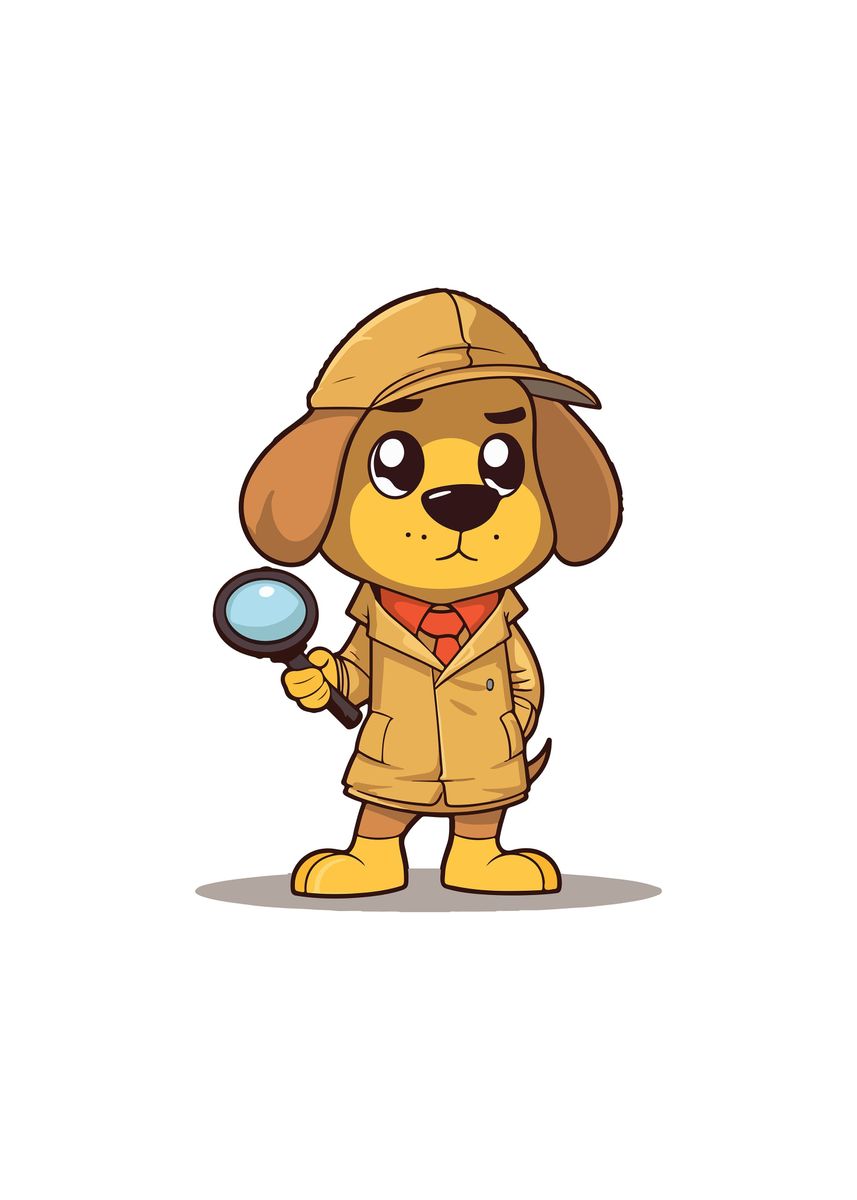 'Detective Dog Illustration' Poster, picture, metal print, paint by ...