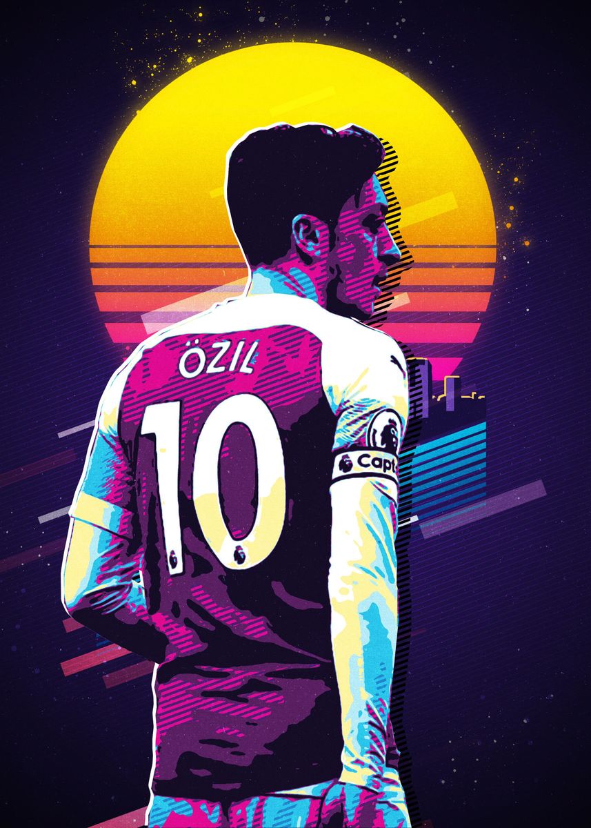 'Mesut Ozil Style Retro' Poster, picture, metal print, paint by ...