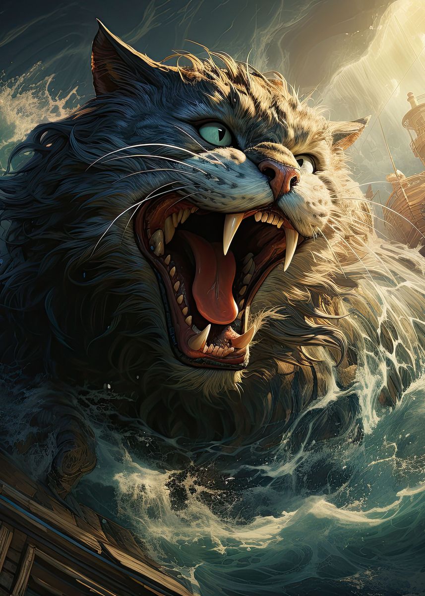 'Monster Cat' Poster, picture, metal print, paint by Vella Zemlak ...