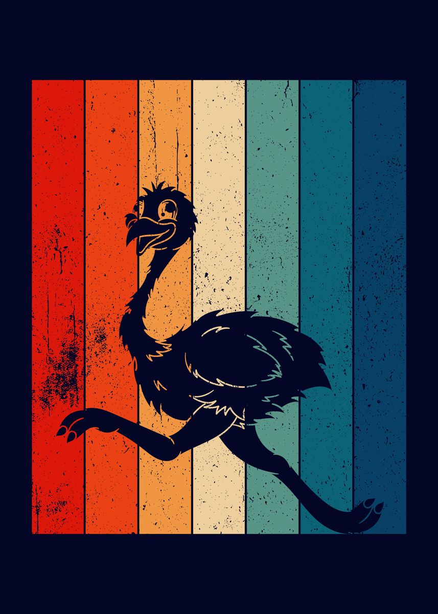 'Funny Emu Bird' Poster, picture, metal print, paint by MzumO | Displate