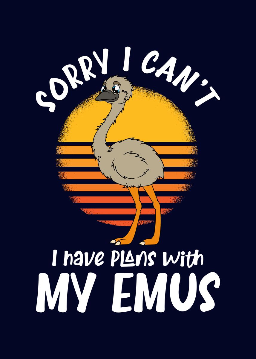 'Funny Emu Bird' Poster, picture, metal print, paint by MzumO | Displate