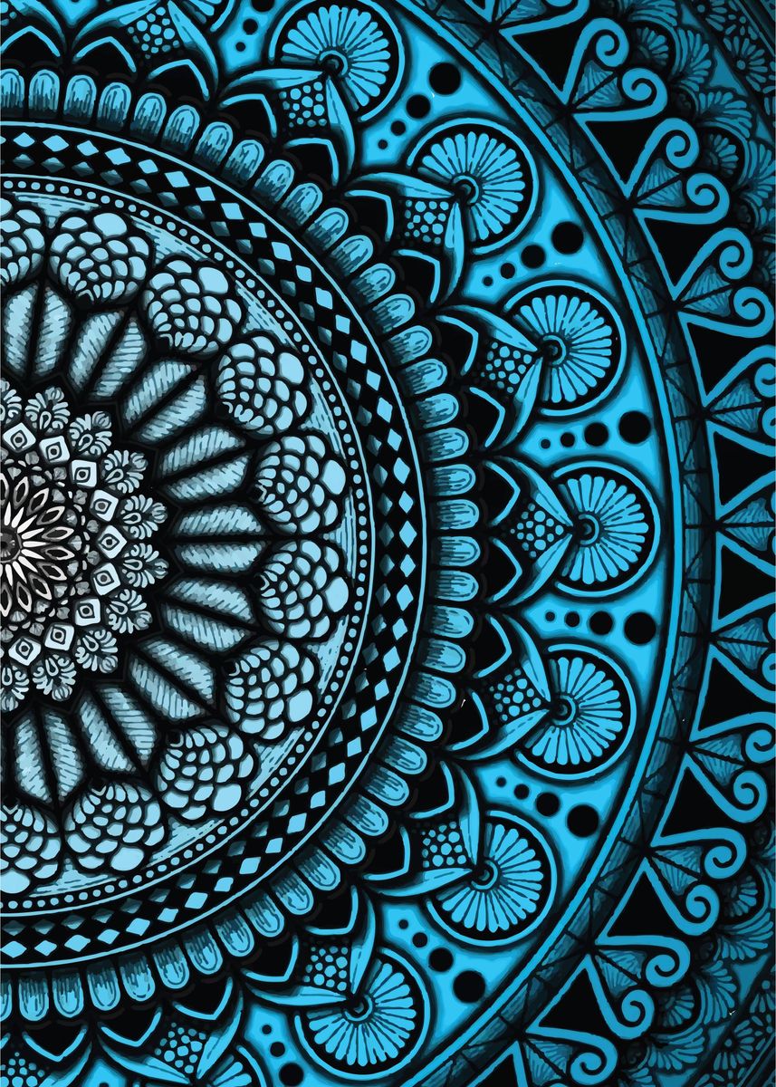 'Blue Mandala art design' Poster, picture, metal print, paint by MBM ...