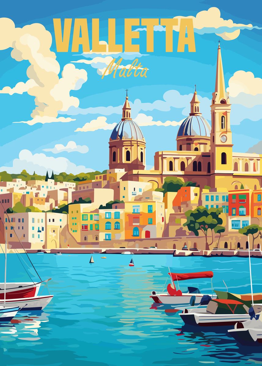 'Valletta Malta' Poster, picture, metal print, paint by Mesh | Displate
