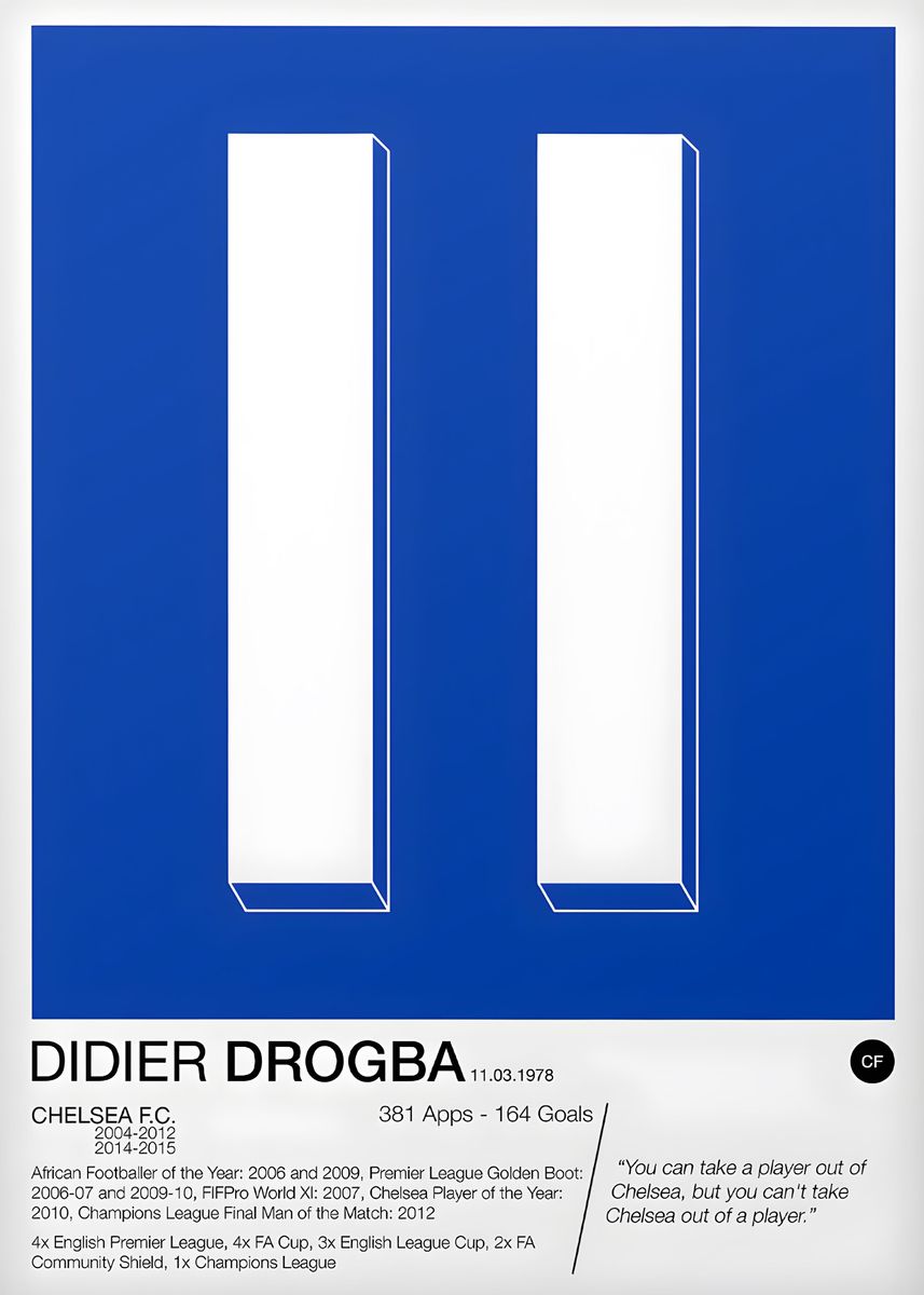 'Didier Drogba Minimal' Poster, picture, metal print, paint by ...