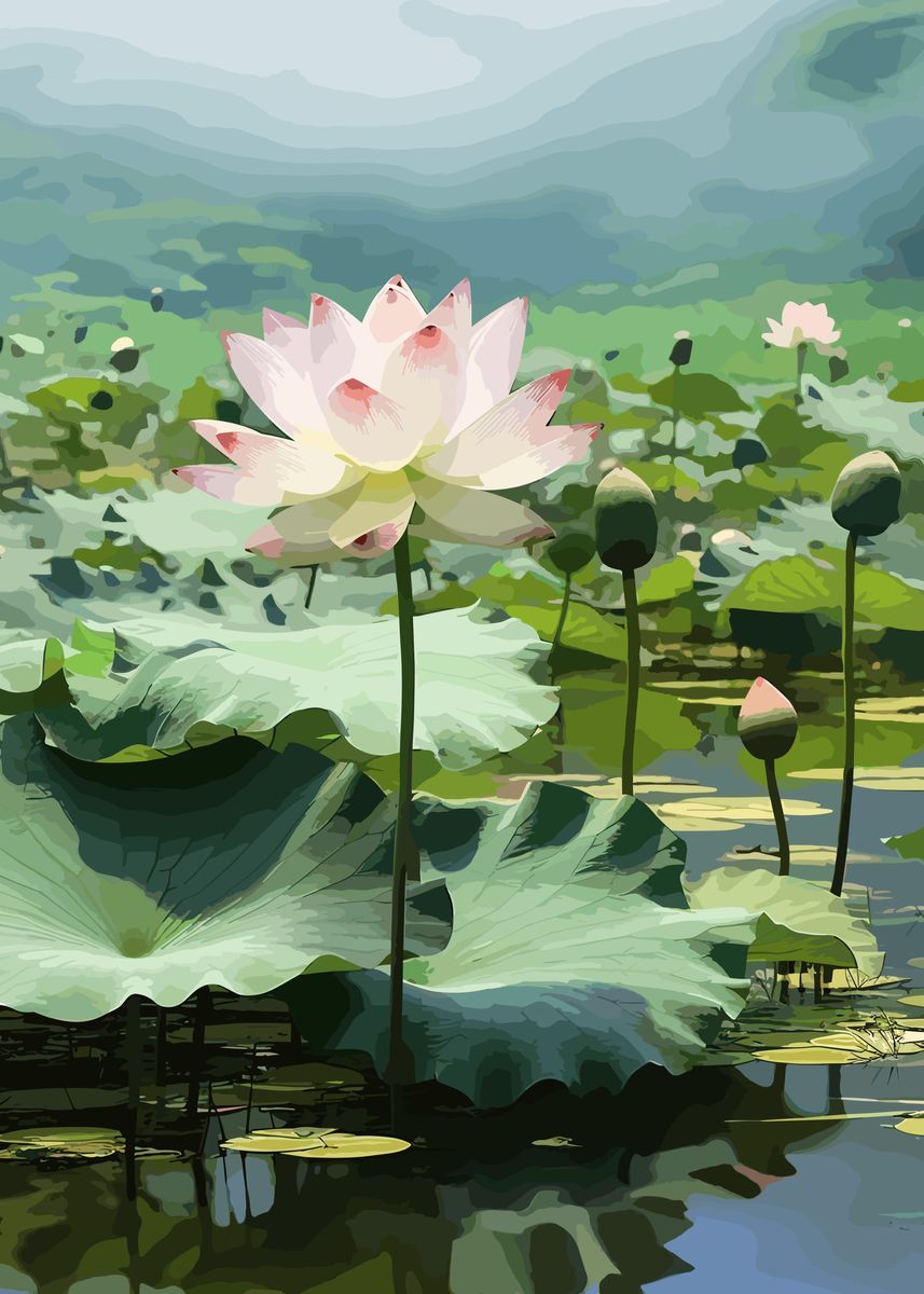 'Beautiful Lotus Flower' Poster by MICHELLE RHOADS | Displate