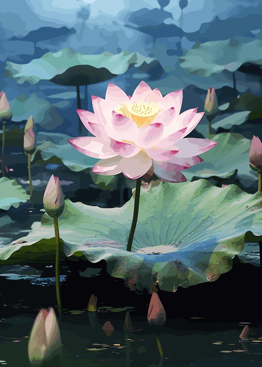 'Beautiful Lotus Flower' Poster, picture, metal print, paint by ...