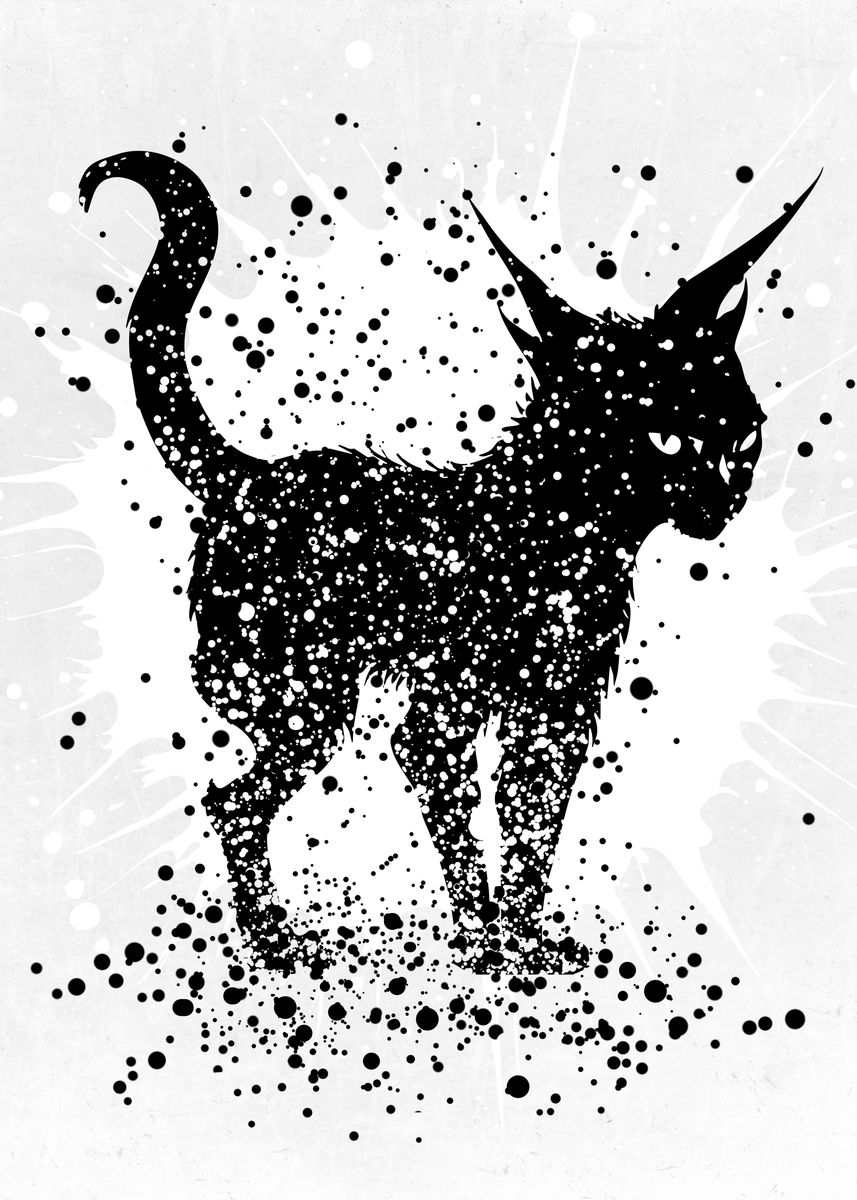 'Dark Ink Cats' Poster, picture, metal print, paint by Ilya Danilov ...