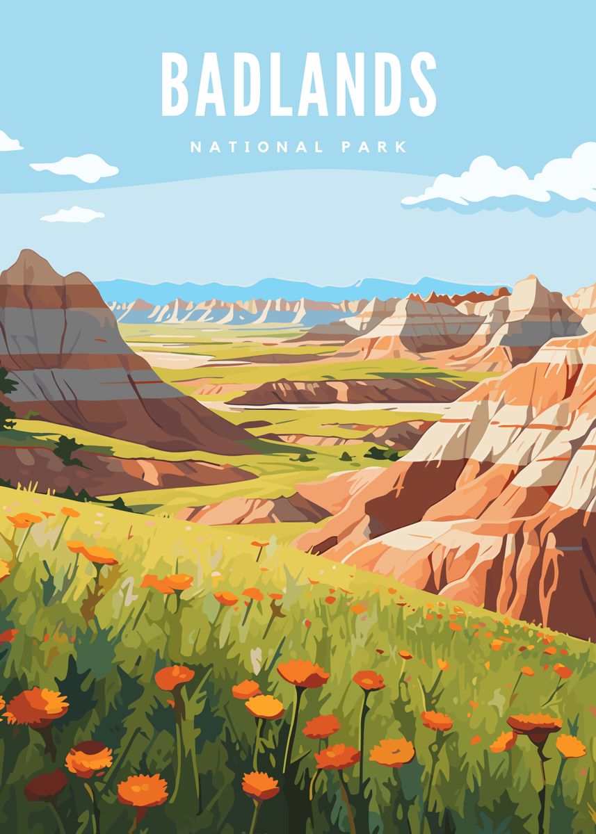 'Badlands National Park' Poster, picture, metal print, paint by Mark ...