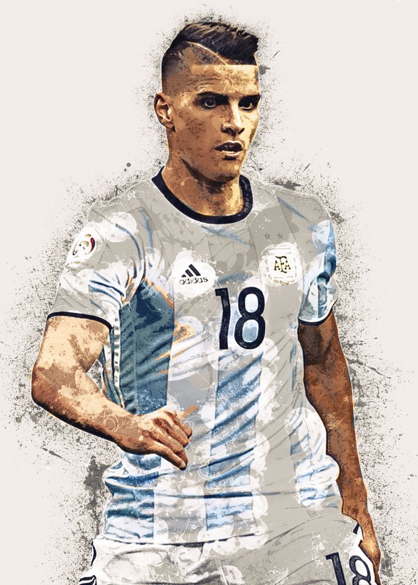 'Erik Lamela' Poster, picture, metal print, paint by Ollie Reid | Displate
