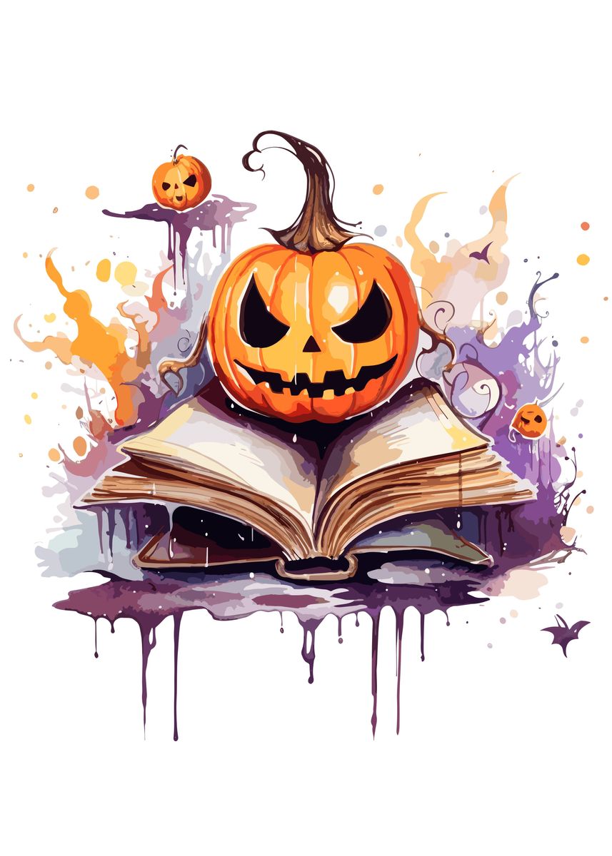 'Spooky Halloween Books' Poster, picture, metal print, paint by Rafael ...