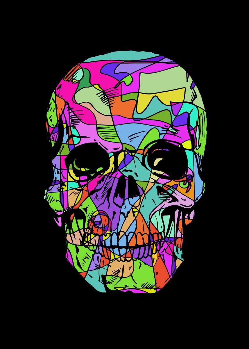'Skull Psycho' Poster, picture, metal print, paint by BlackLineWhite ...