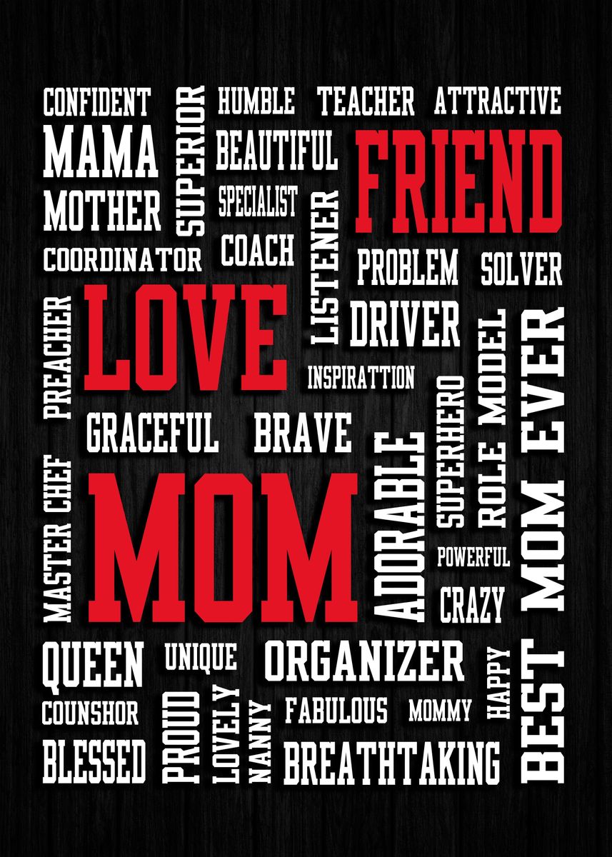 'Friend Love Mom ' Poster, picture, metal print, paint by Nice Pictures ...