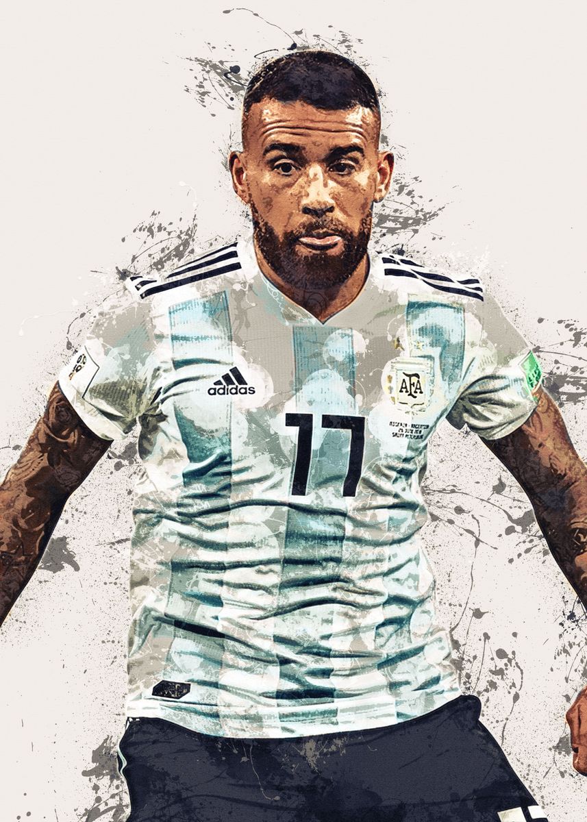 'Nicolas Otamendi' Poster, picture, metal print, paint by Ollie Reid ...
