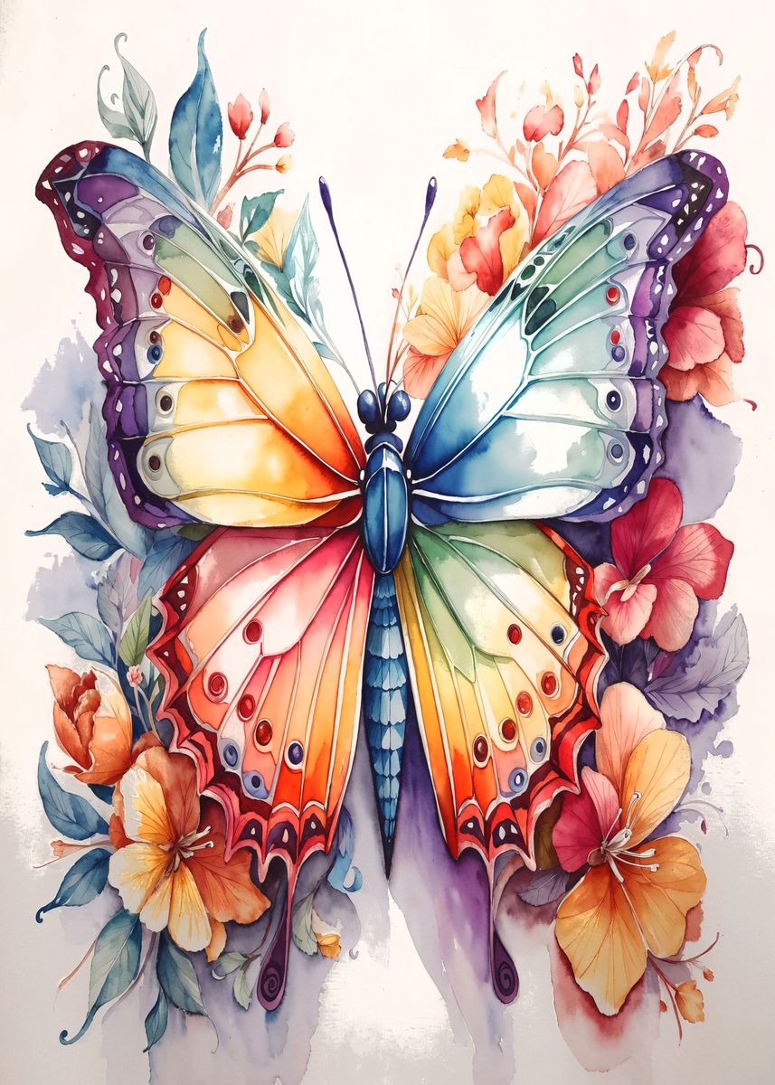 'Colorful Butterfly' Poster, picture, metal print, paint by AwesomeArts ...