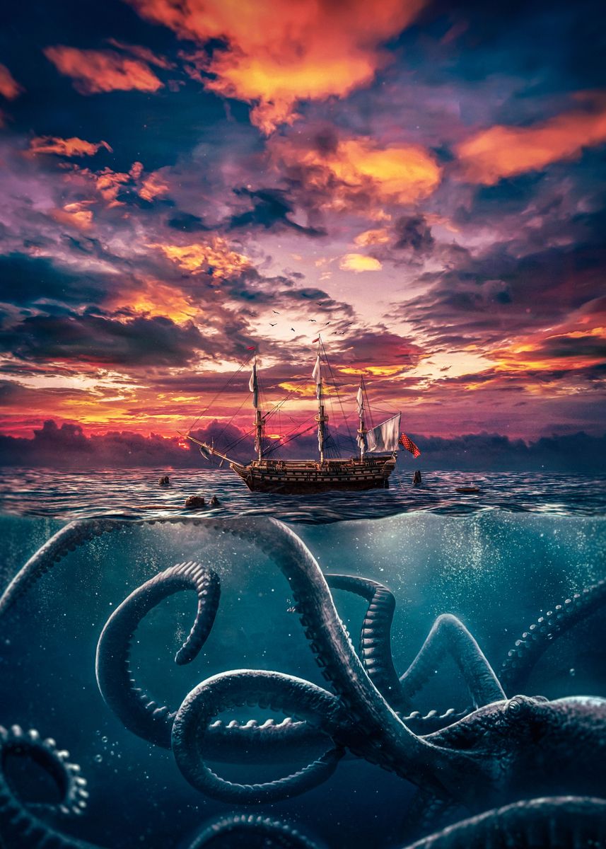 'Octopus attack' Poster, picture, metal print, paint by sb editing ...