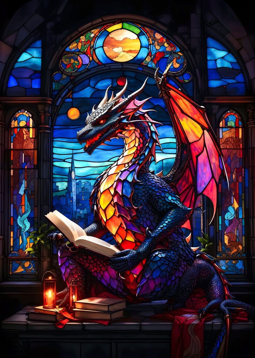 'Dragon Reading Book' Poster, picture, metal print, paint by Dream ...