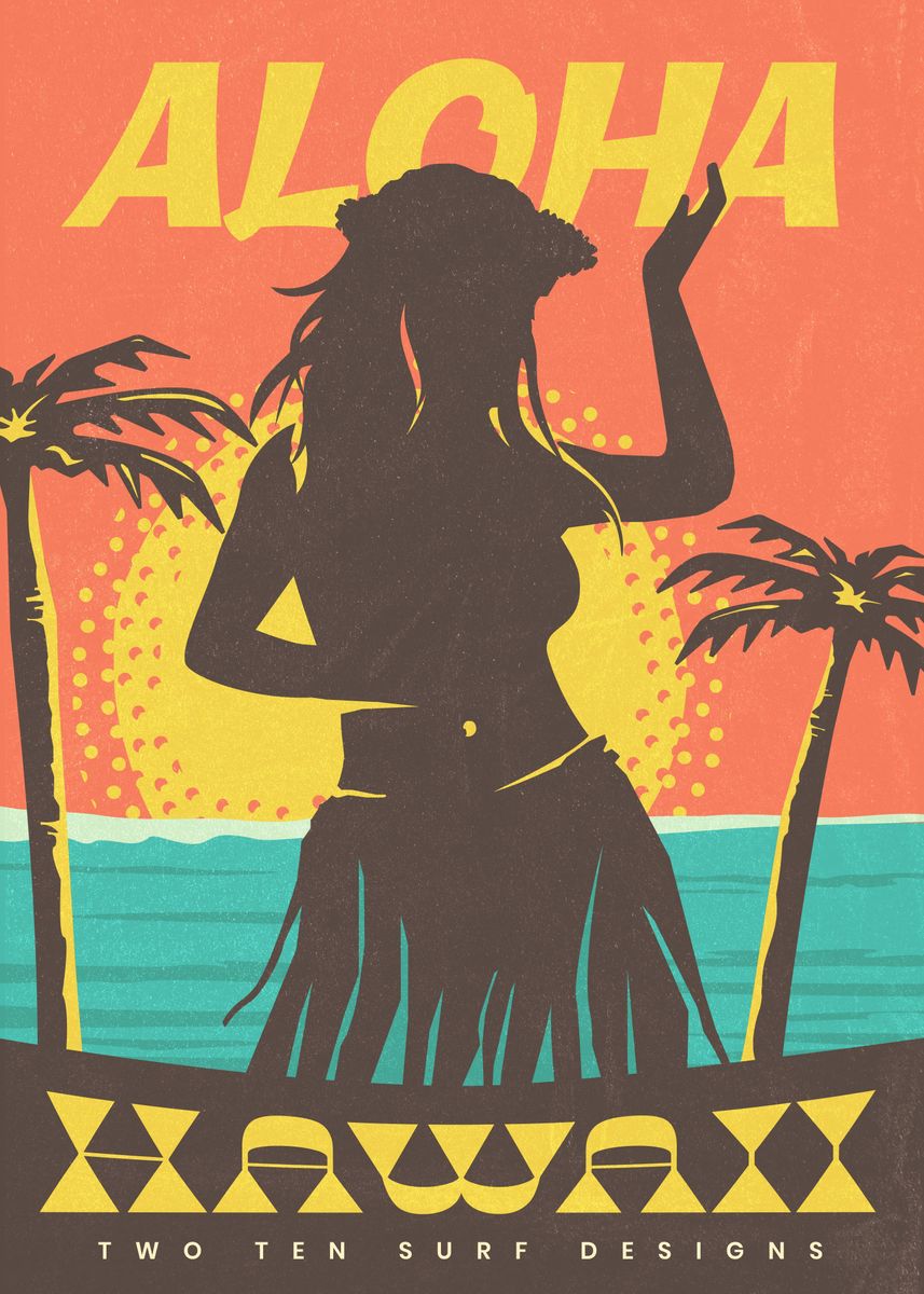'Aloha Hulu Luau Hawaii' Poster, picture, metal print, paint by Jordan ...