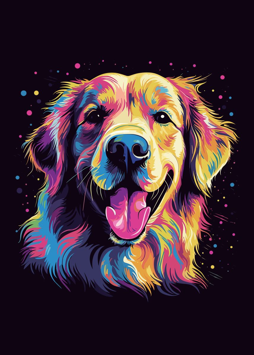 'Dog Cute Colorful' Poster, picture, metal print, paint by Floyd Burke ...