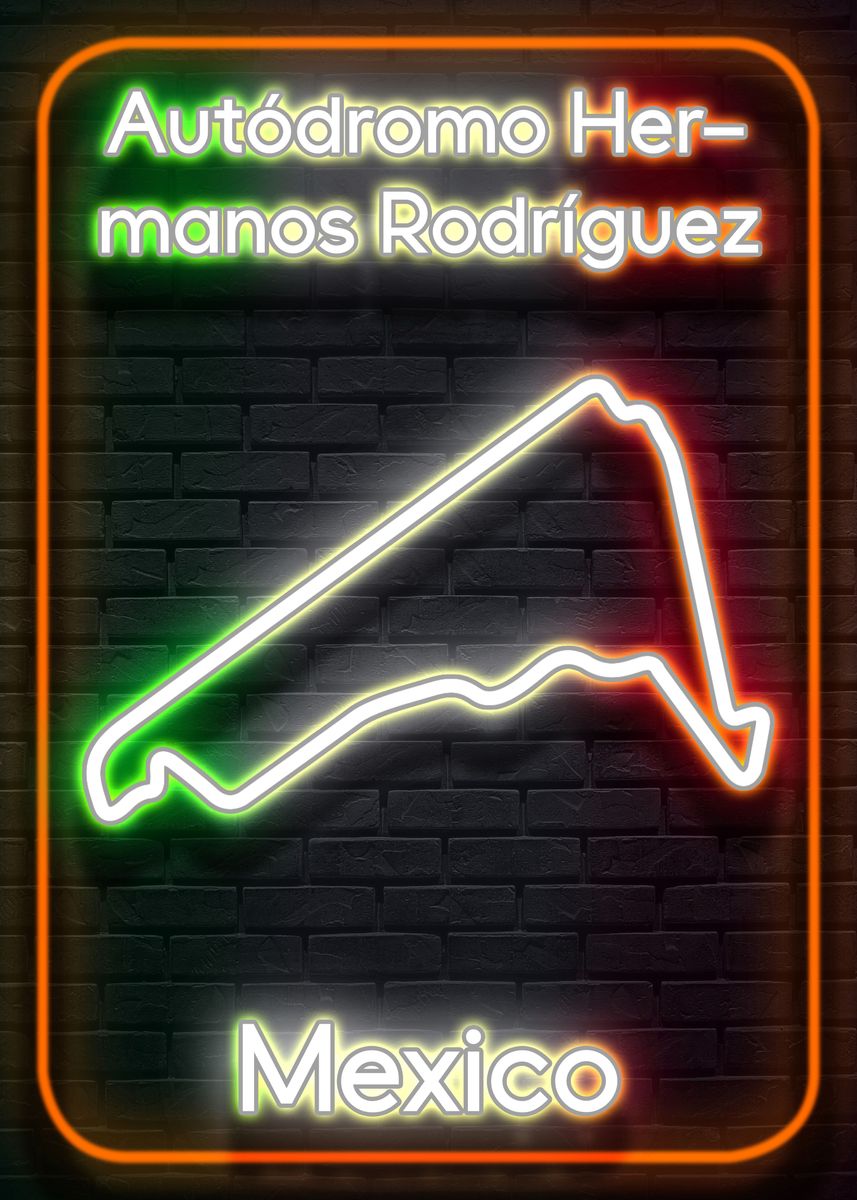 'Mexico Neon Track Racing' Poster, picture, metal print, paint by ...