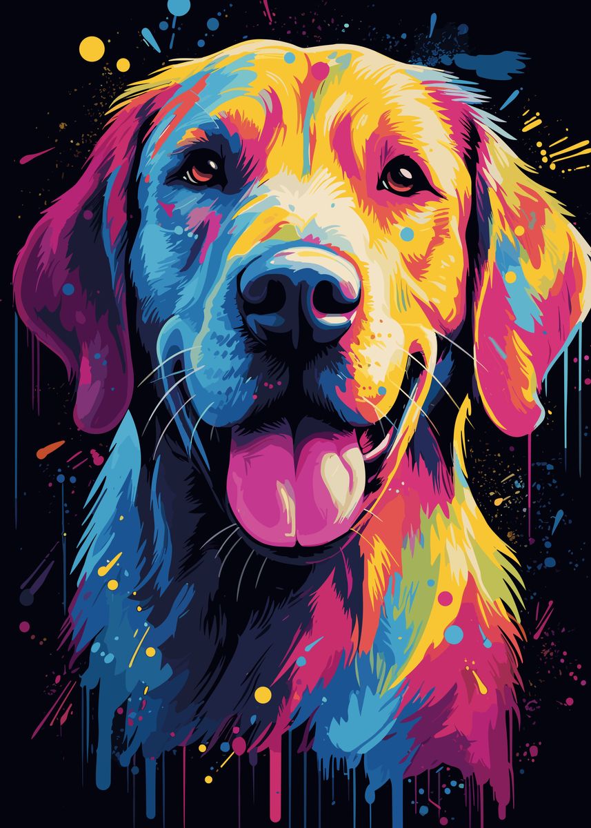 'Dog Cute Colorful' Poster, picture, metal print, paint by Ivro Man ...