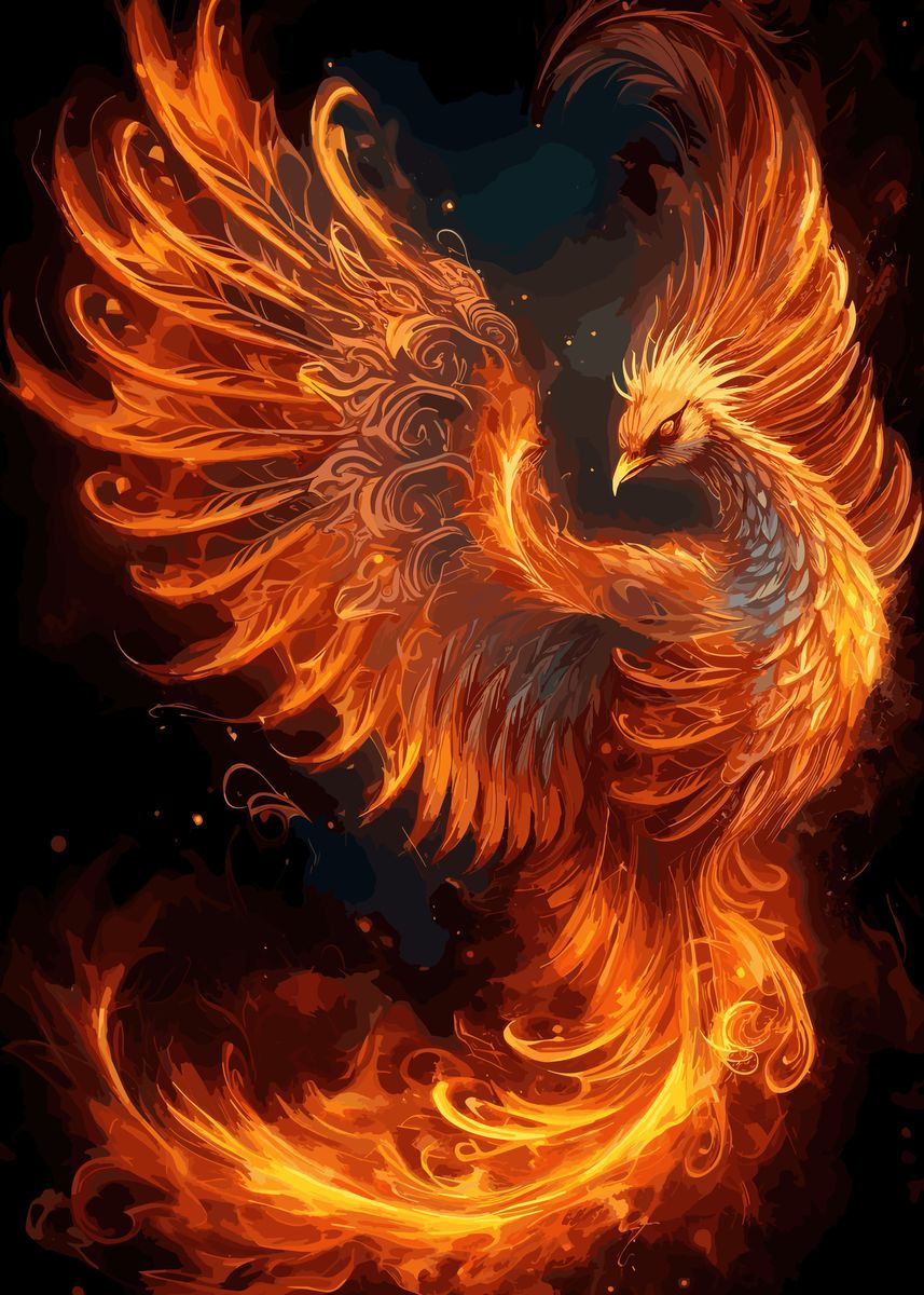 'Fiery Phoenix' Poster, picture, metal print, paint by Kiana Russel ...