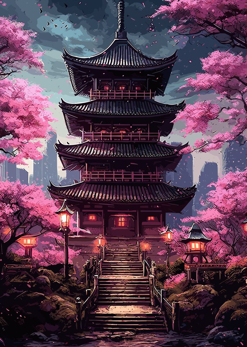 'japan cherry blossom' Poster by Callam Curtis | Displate