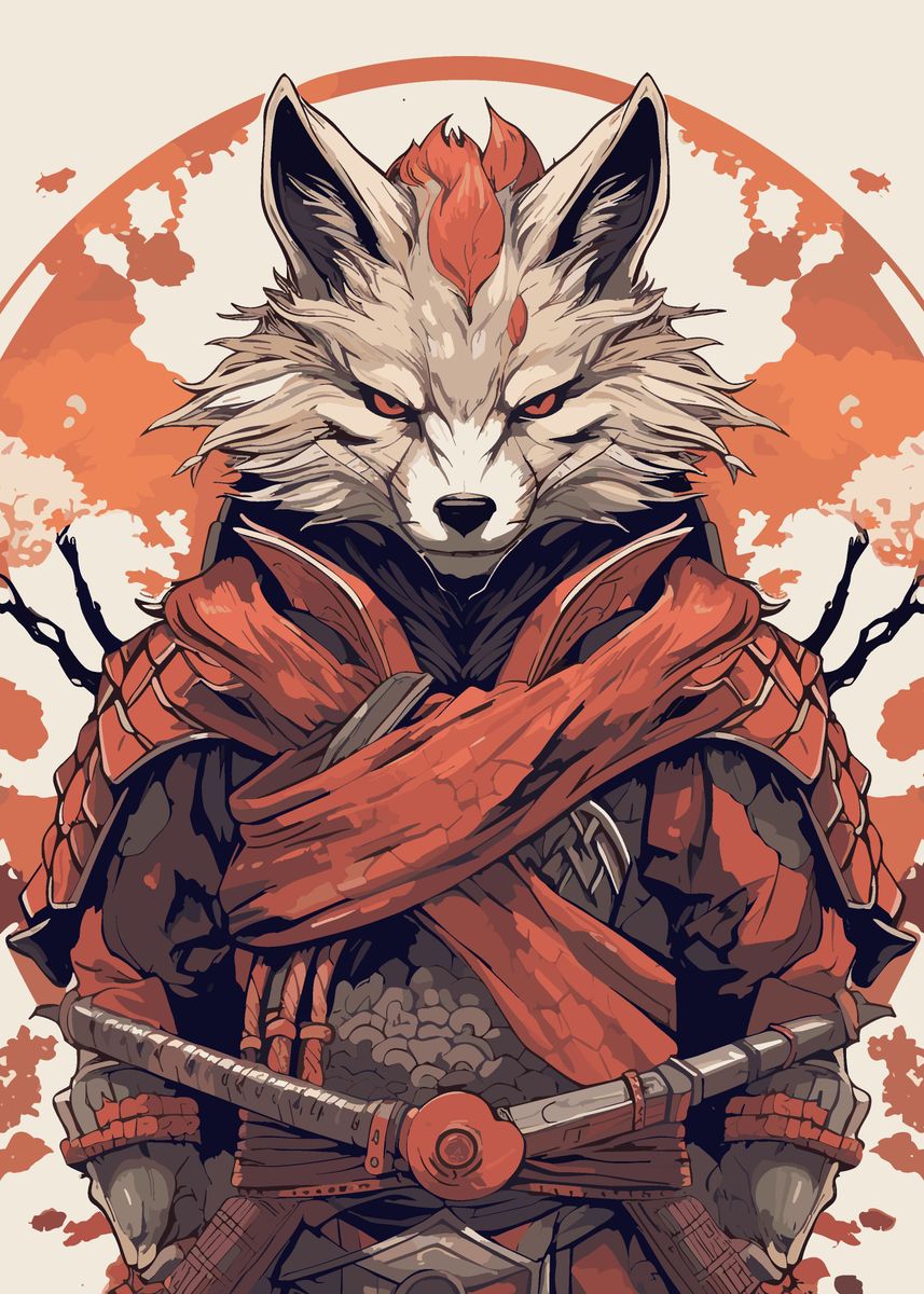 'fox samurai animal' Poster, picture, metal print, paint by Anime ...
