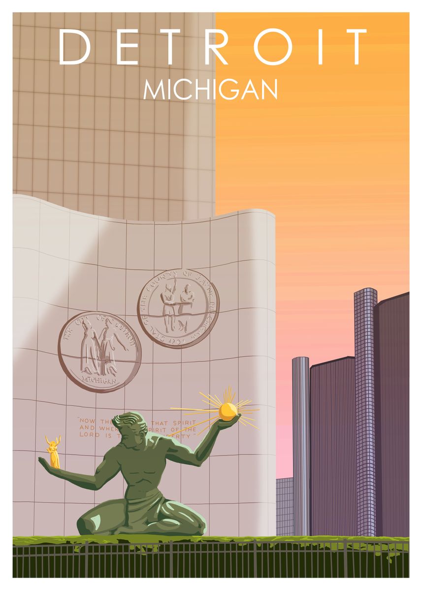 'Detroit' Poster, picture, metal print, paint by OmegaArt | Displate