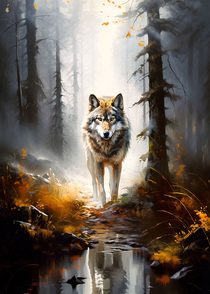 'Wolf Forest' Poster, picture, metal print, paint by Mateusz Ślemp ...